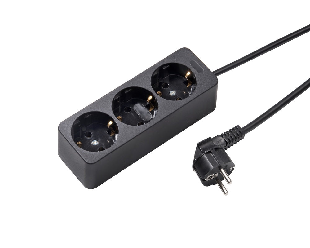 Martin Kaiser 3-Way Grounded Socket With 3M Cable Black - 538ZL3-15W/sw ...
