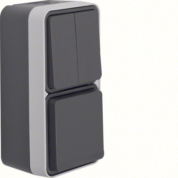 Hager Berker Combi Switch Socket with Child Protection and Housing - 4 ...