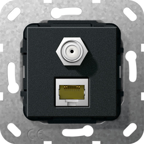 Gira RJ45 Cat6A Network And SAT-F Combo Socket Black - 569710 | Tameson.com