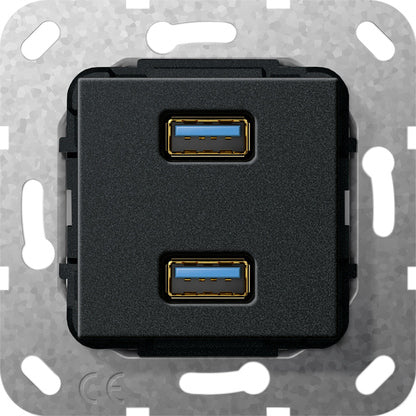 Gira USB 3.0 Dual Port Gender Changer Black - 568410 | Tameson.com