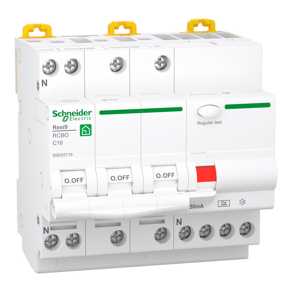 Schneider Resi9 RCBO 3P+N 16A C-Curve 30mA 6kA - R9D55716 | Tameson.com