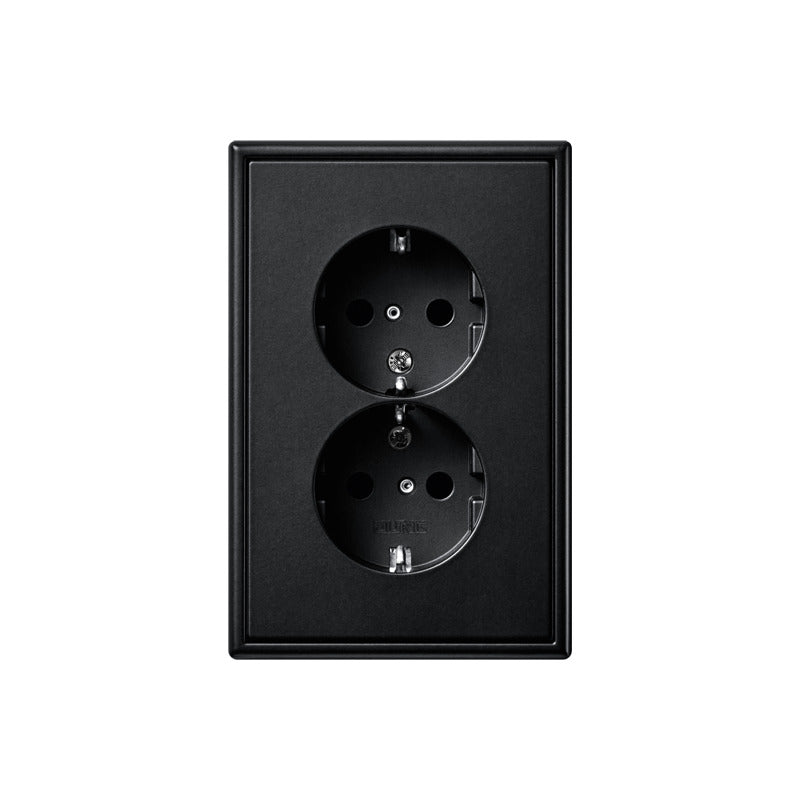 Jung LS990 Double Socket Outlet Matt Black (European Socket ...