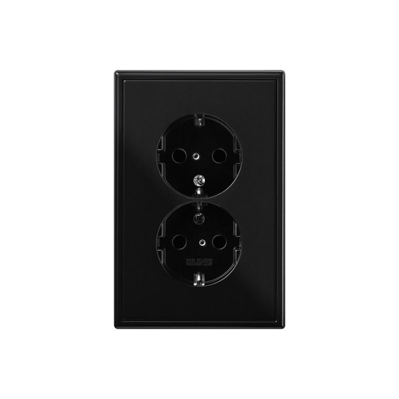 Jung LS990 Black Dual Socket With Safety Contact (European Socket) - L ...