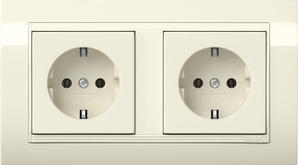 Gira Dual SCHUKO Socket Outlet With Frame Type 10 Standard 55 - 492102 ...