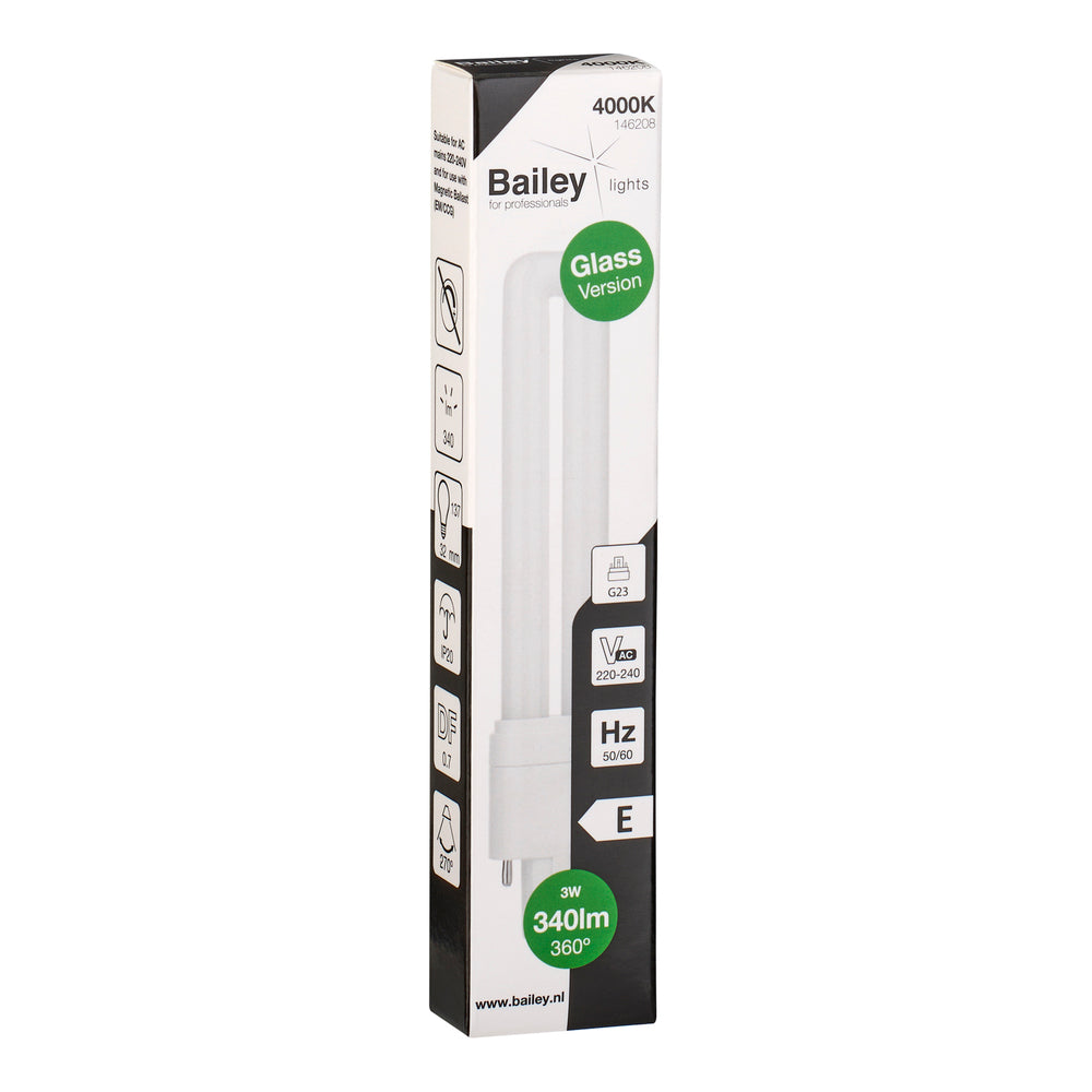 Bailey LED PL Glass G23 3W 4000K 340LM Retrofit Lamp - 146208 | Tameson.com