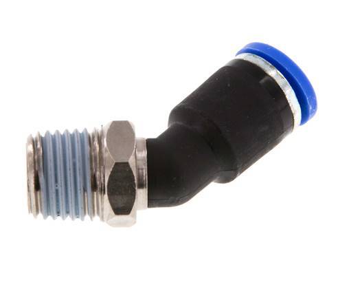 8mm x R1/4'' 45deg Elbow Push-in Fitting with Male Threads Brass/PA 66 ...