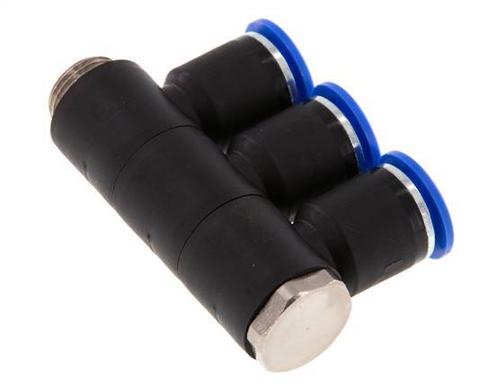 12mm x G3/8'' 3-way Manifold Push-in Fitting with Male Threads Brass/PA ...