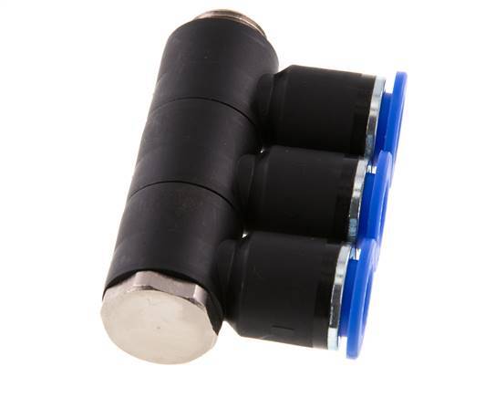 12mm x G3/8'' 3-way Manifold Push-in Fitting with Male Threads Brass/P ...