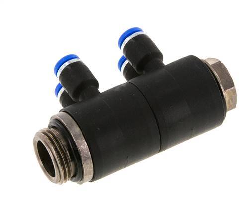 4mm x G3/8'' 4-way Manifold Push-in Fitting with Male Threads Brass/PA ...