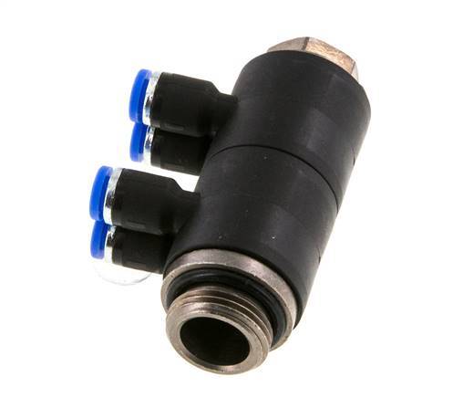 4mm x G3/8'' 4-way Manifold Push-in Fitting with Male Threads Brass/PA ...