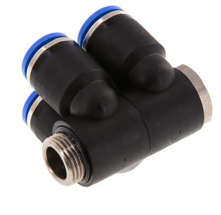 12mm x G3/8'' 4-way Manifold Push-in Fitting with Male Threads Brass/P ...