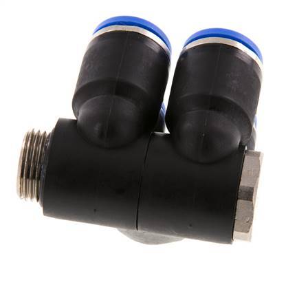 12mm x G3/8'' 4-way Manifold Push-in Fitting with Male Threads Brass/P ...