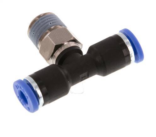 4mm x R1/8'' Inline Tee Push-in Fitting with Male Threads Brass/PA 66 ...