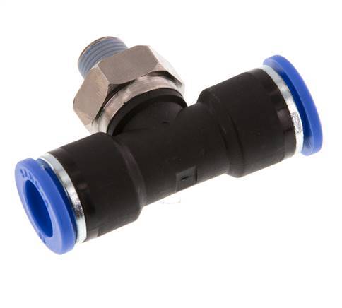10mm x R1/8'' Inline Tee Push-in Fitting with Male Threads Brass/PA 66 ...