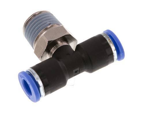 6mm x R1/4'' Inline Tee Push-in Fitting with Male Threads Brass/PA 66 ...
