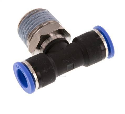 10mm x R1/2'' Inline Tee Push-in Fitting with Male Threads Brass/PA 66 ...