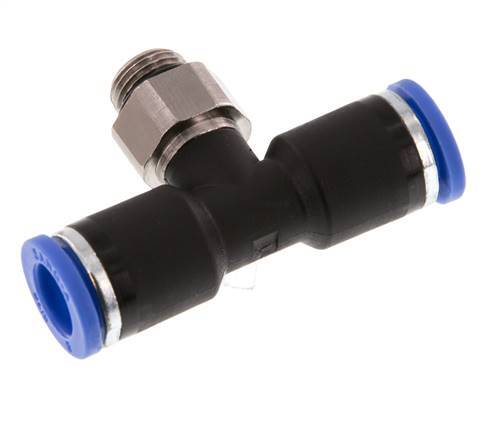 8mm x G1/8'' Inline Tee Push-in Fitting with Male Threads Brass/PA 66 ...