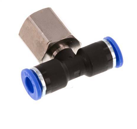 6mm x G1/4'' Inline Tee Push-in Fitting with Female Threads Brass/PA 66 ...