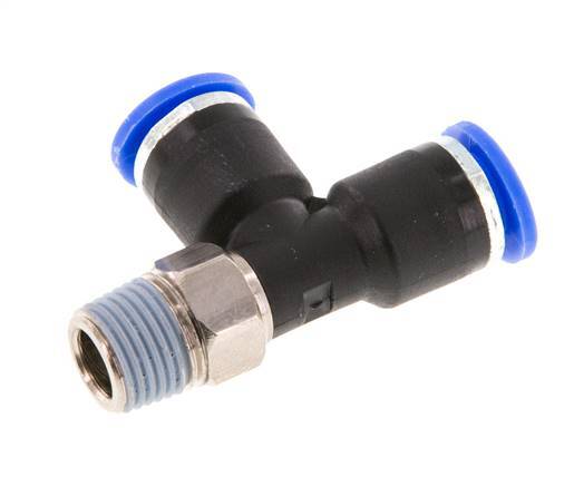 6mm x R1/8'' Right Angle Tee Push-in Fitting with Male Threads Brass/P ...