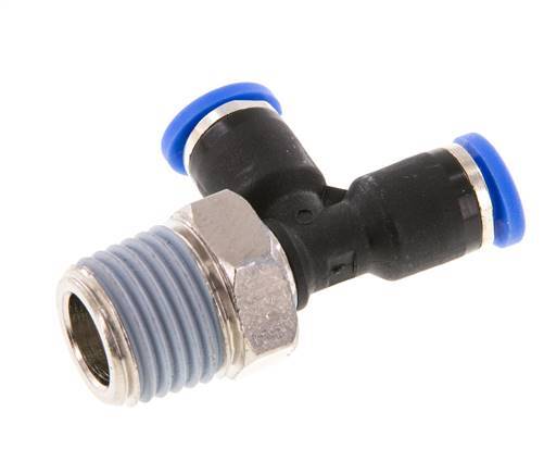 4mm x R1/4'' Right Angle Tee Push-in Fitting with Male Threads Brass/PA ...