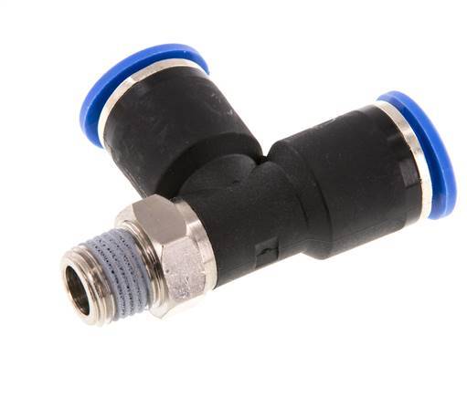 12mm x R1/4'' Right Angle Tee Push-in Fitting with Male Threads Brass ...
