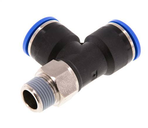 14mm x R3/8'' Right Angle Tee Push-in Fitting with Male Threads Brass ...