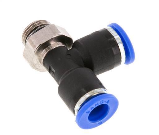 6mm x G1/8'' Right Angle Tee Push-in Fitting with Male Threads Brass/PA ...