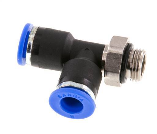 6mm x G1/8'' Right Angle Tee Push-in Fitting with Male Threads Brass/PA ...