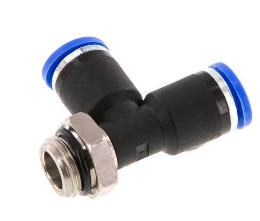 8mm x G1/4'' Right Angle Tee Push-in Fitting with Male Threads Brass/P ...