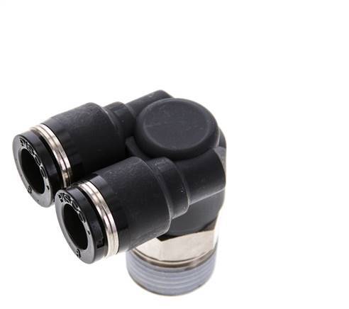 8mm x R3/8'' Y Push-in Fitting with Male Threads Brass/PBT NBR Rotatab ...