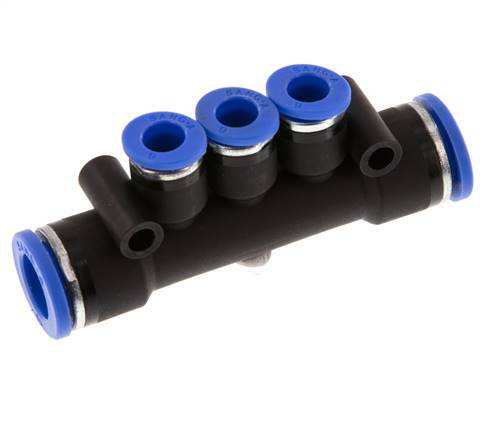 6mm x 10mm 3-way Manifold Push-in Fitting Brass/PA 66 NBR | Tameson.com