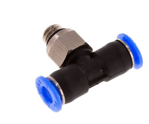 4mm x M 6 Inline Tee Push-in Fitting with Male Threads Brass/PBT NBR R ...