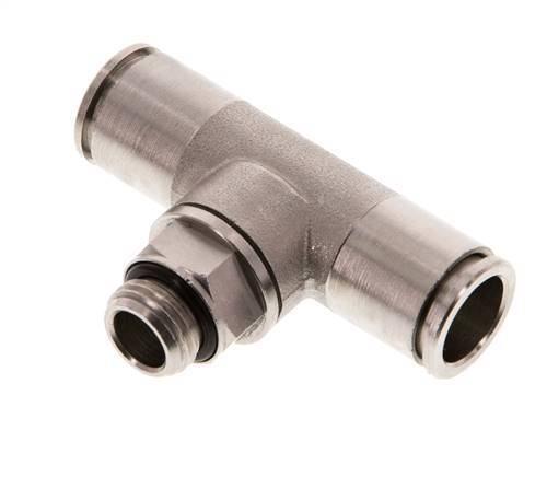 12mm x G1/4'' Inline Tee Push-in Fitting with Male Threads Brass NBR R ...