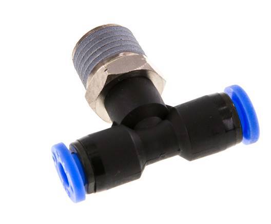 3/16'' x 1/4'' NPT Inline Tee Push-in Fitting with Male Threads Brass ...