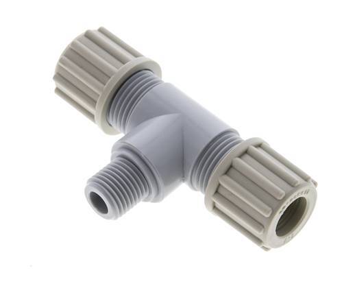 12x10mm & G1/4'' PA T-Shape Tee Compression Fitting with Male Threads ...