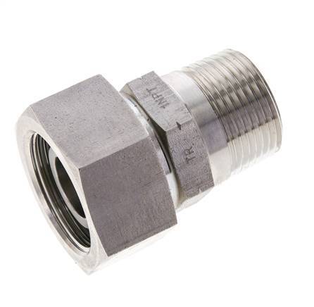 25S & 1'' NPT Stainless Steel Straight Swivel with Male Threads 400 bar FKM O-ring Sealing Cone ...