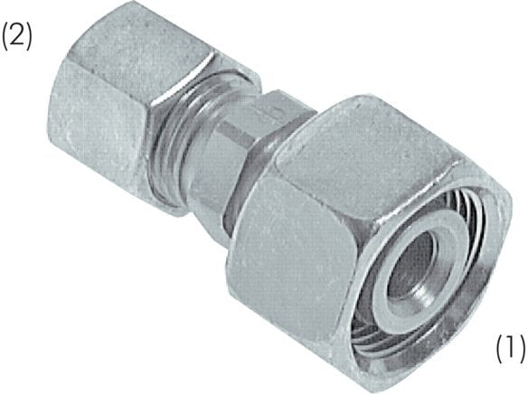 10L & 15L Zink plated Steel Straight Cutting Fitting with Swivel 315 bar ISO 8434-1 [2 Pieces ...