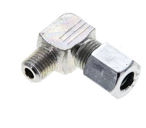 6LL & M8x1 (con) Zink plated Steel Elbow Cutting Fitting with Male Threads 100 bar ISO 8434-1 ...