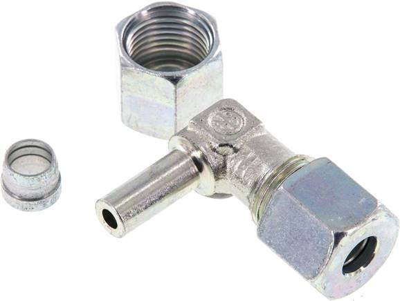 8S Zink plated Steel Elbow Cutting Fitting with Swivel 630 bar NBR Adjustable ISO 8434-1 ...