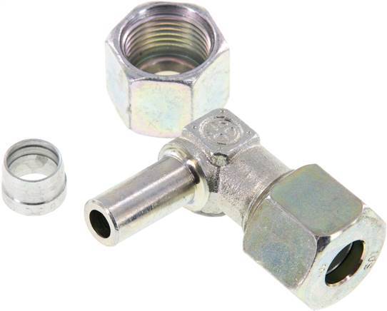 10S Zink plated Steel Elbow Cutting Fitting with Swivel 630 bar NBR Adjustable ISO 8434-1 ...