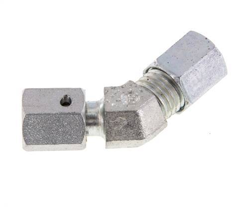 6L Zink plated Steel 45deg Elbow Cutting Fitting with Swivel 315 bar NBR O-ring Sealing Cone ...