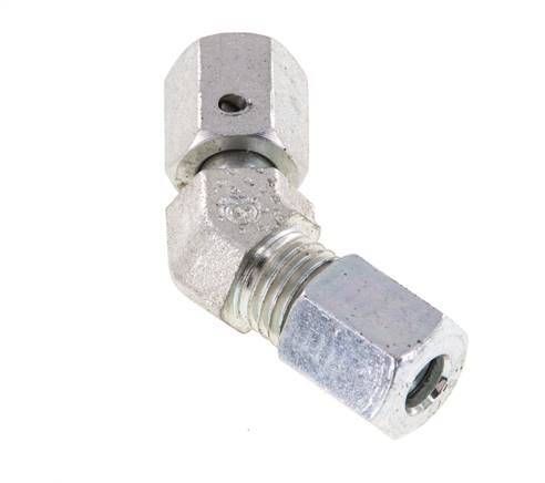 6L Zink plated Steel 45deg Elbow Cutting Fitting with Swivel 315 bar NBR O-ring Sealing Cone ...