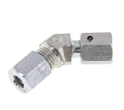 6L Zink plated Steel 45deg Elbow Cutting Fitting with Swivel 315 bar NBR O-ring Sealing Cone ...