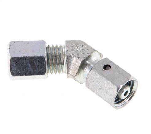 6L Zink plated Steel 45deg Elbow Cutting Fitting with Swivel 315 bar NBR O-ring Sealing Cone ...