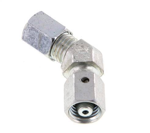 6L Zink plated Steel 45deg Elbow Cutting Fitting with Swivel 315 bar NBR O-ring Sealing Cone ...