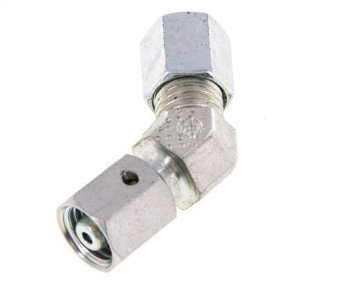 6L Zink plated Steel 45deg Elbow Cutting Fitting with Swivel 315 bar NBR O-ring Sealing Cone ...