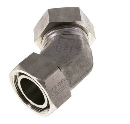 42L Stainless Steel 45deg Elbow Cutting Fitting with Swivel 160 bar FKM O-ring Sealing Cone ...