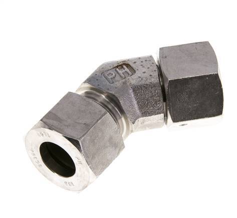 16S Stainless Steel 45deg Elbow Cutting Fitting with Swivel 400 bar FKM O-ring Sealing Cone ...