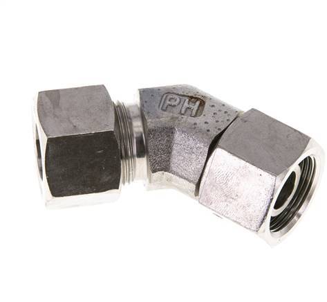 16S Stainless Steel 45deg Elbow Cutting Fitting with Swivel 400 bar FKM O-ring Sealing Cone ...