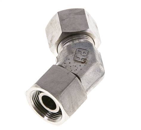16S Stainless Steel 45deg Elbow Cutting Fitting with Swivel 400 bar FKM O-ring Sealing Cone ...